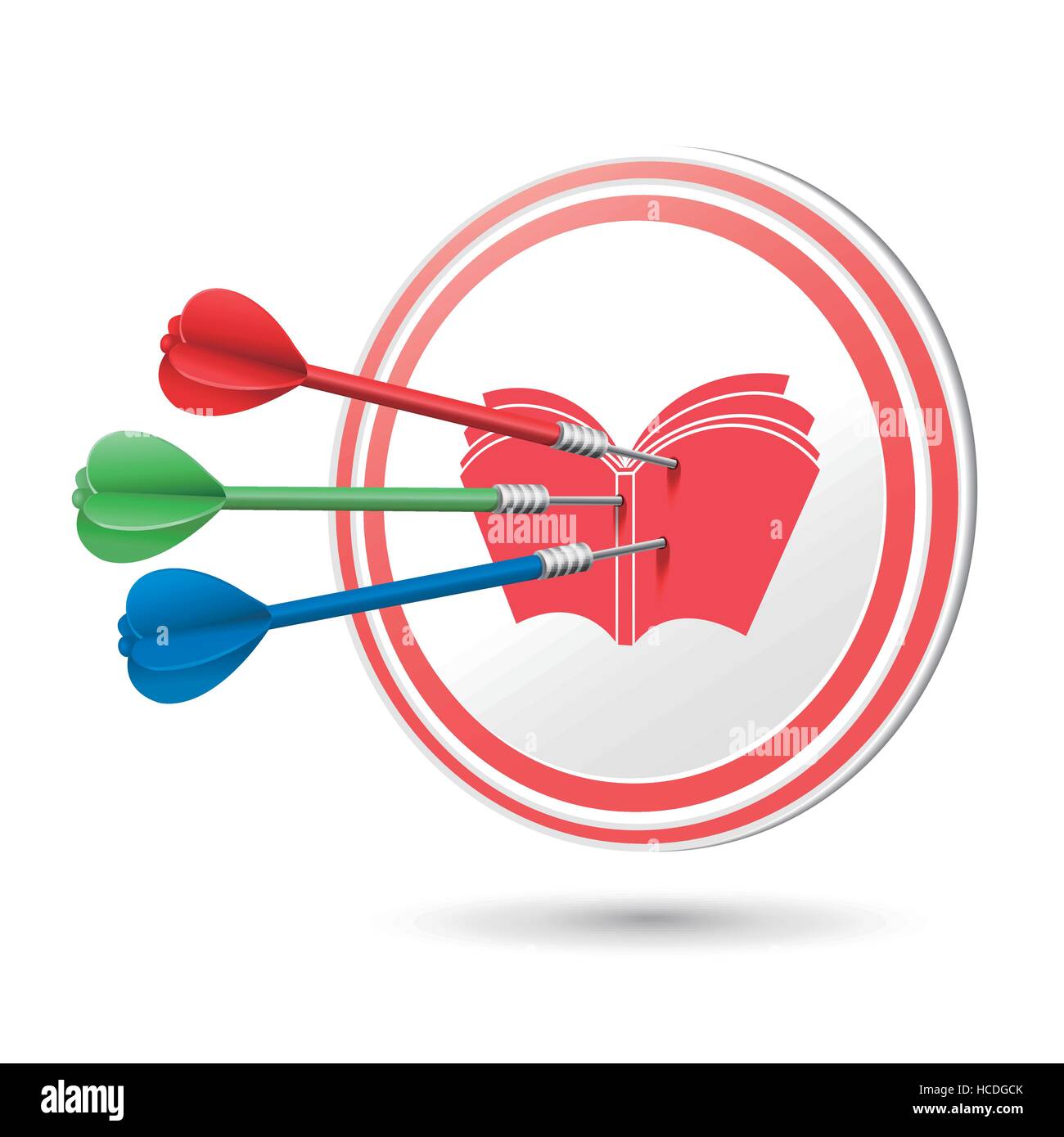 education concept target with darts hitting on it over white Stock ...