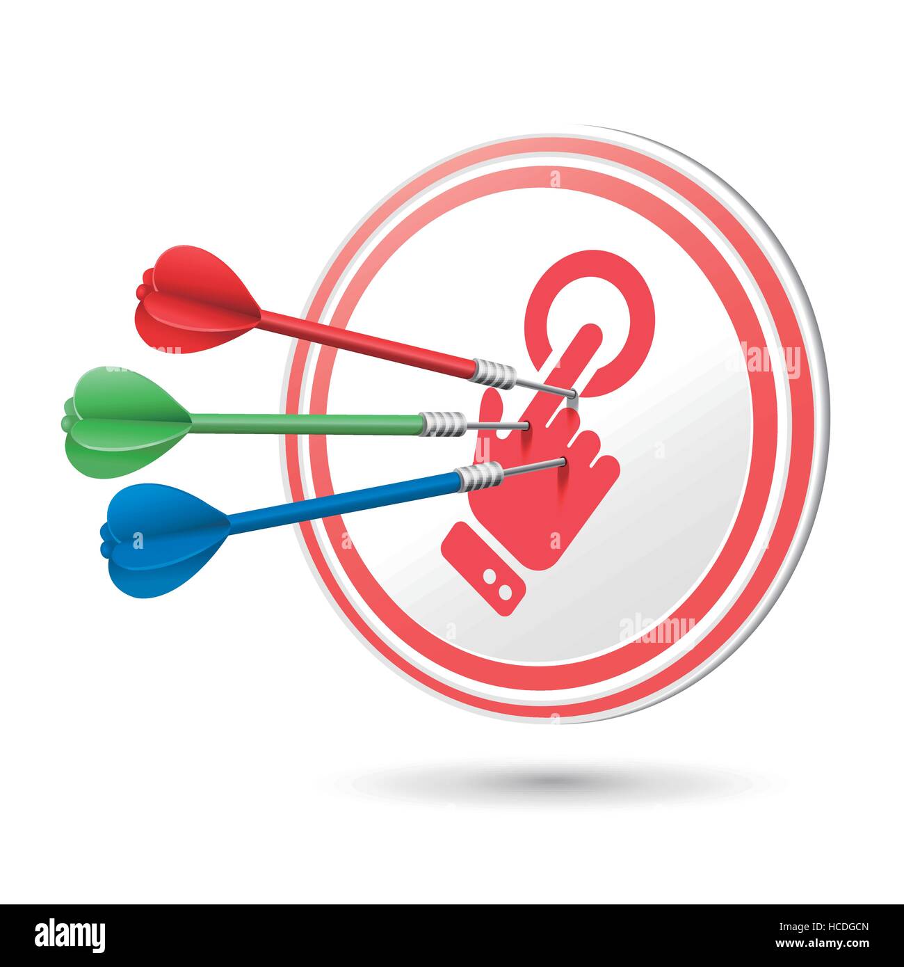 touch concept target with darts hitting on it over white Stock Vector ...