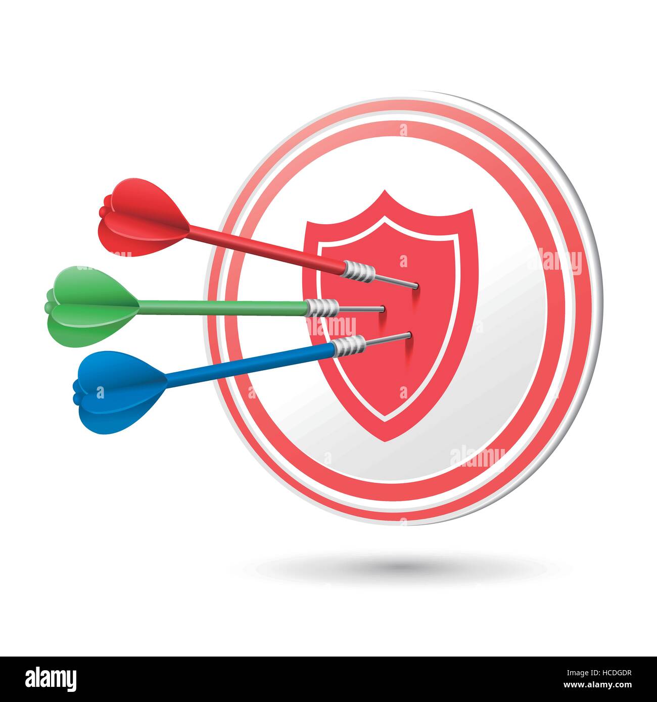 success protection concept target with darts hitting on it over white ...