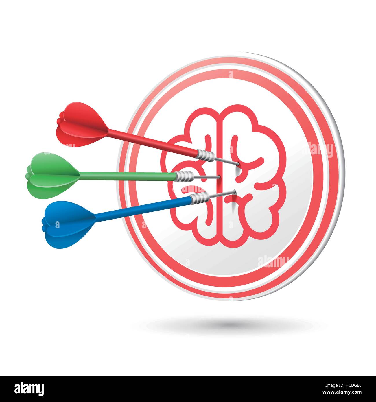 brain icon target with darts hitting on it over white Stock Vector ...