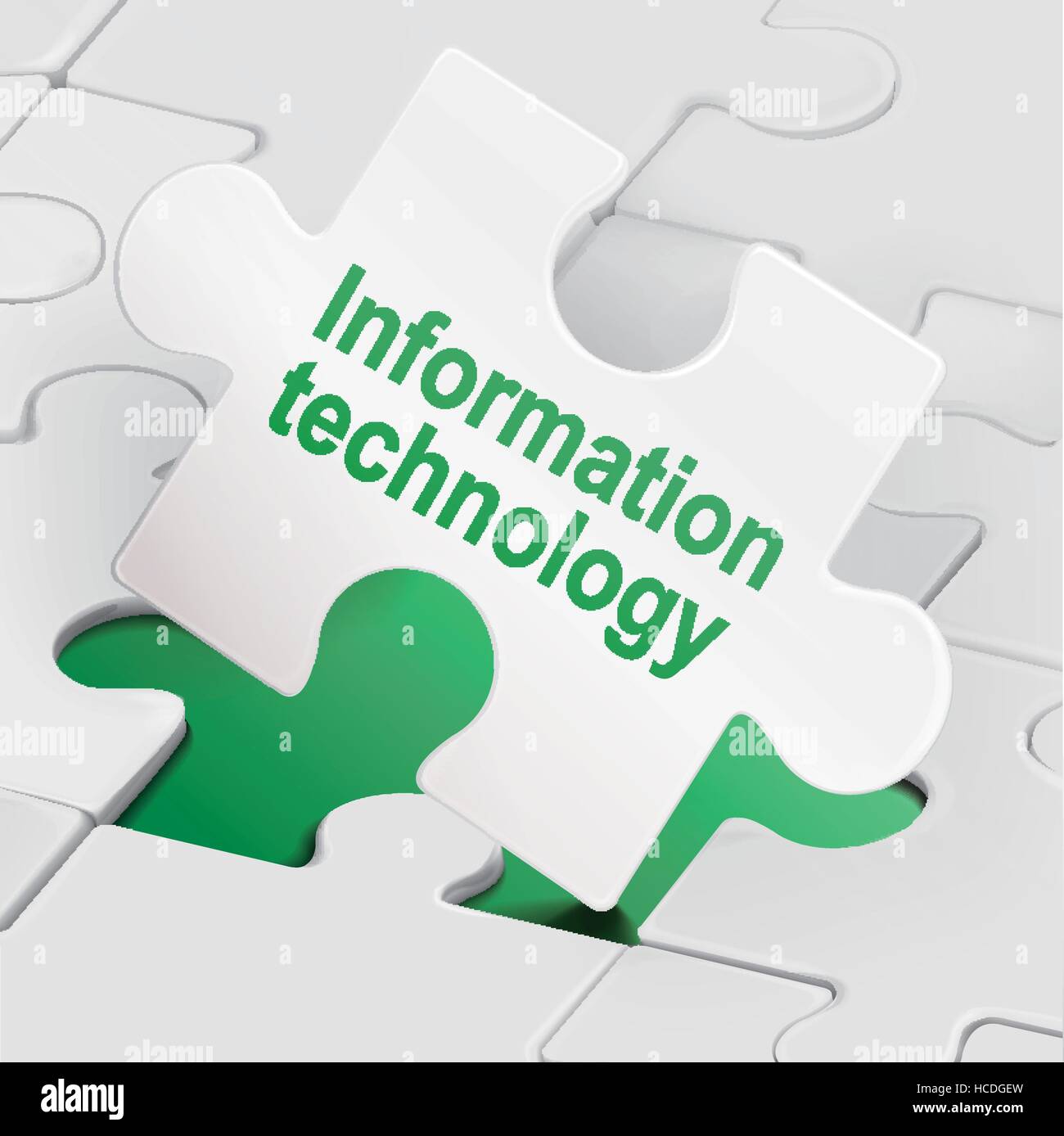 information technology on white puzzle pieces background Stock Vector ...
