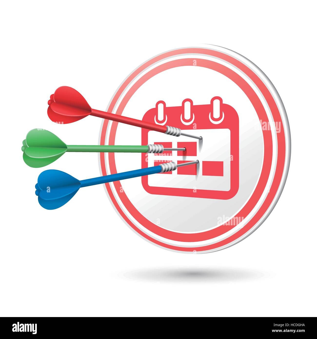calendar icon target with darts hitting on it over white Stock Vector ...