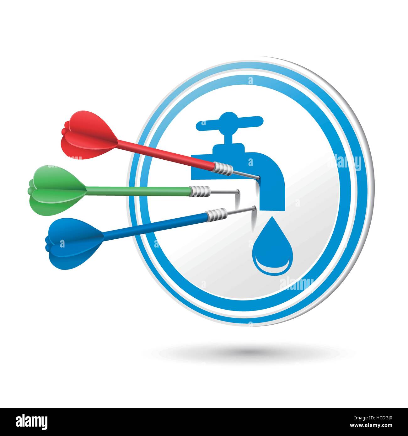 water resource icon target with darts hitting on it over white Stock ...