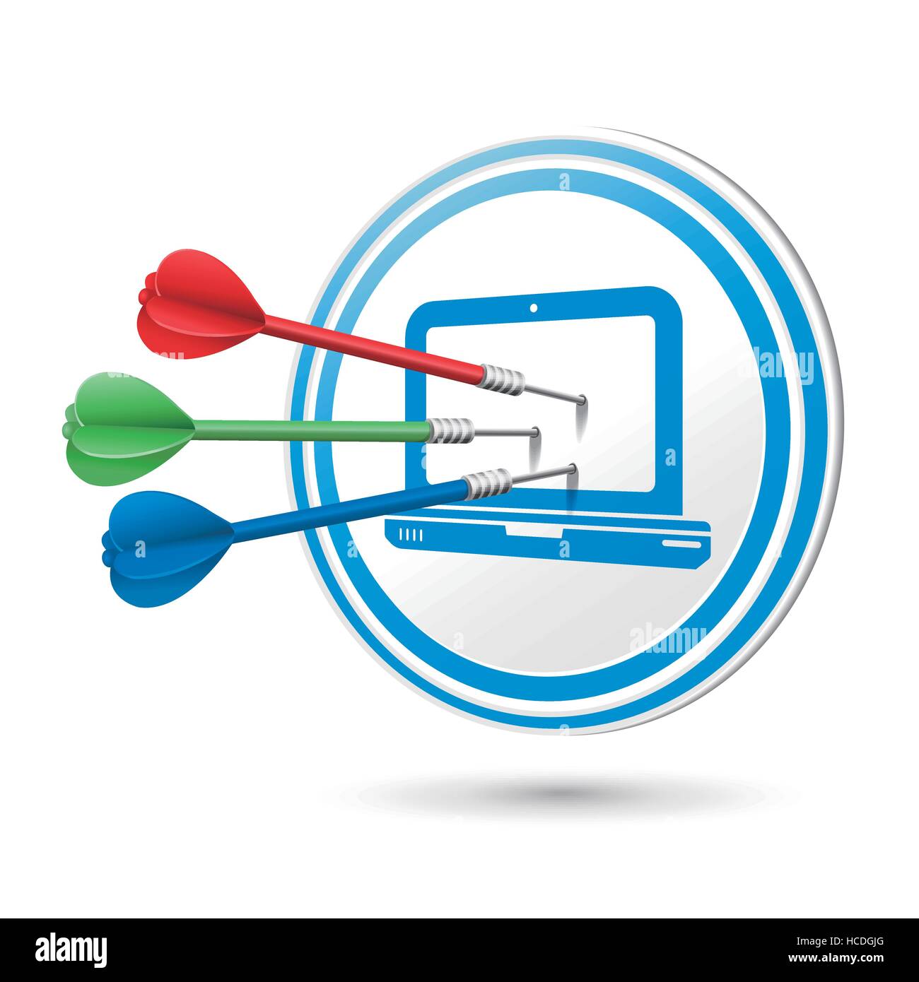 computer icon target with darts hitting on it over white Stock Vector ...