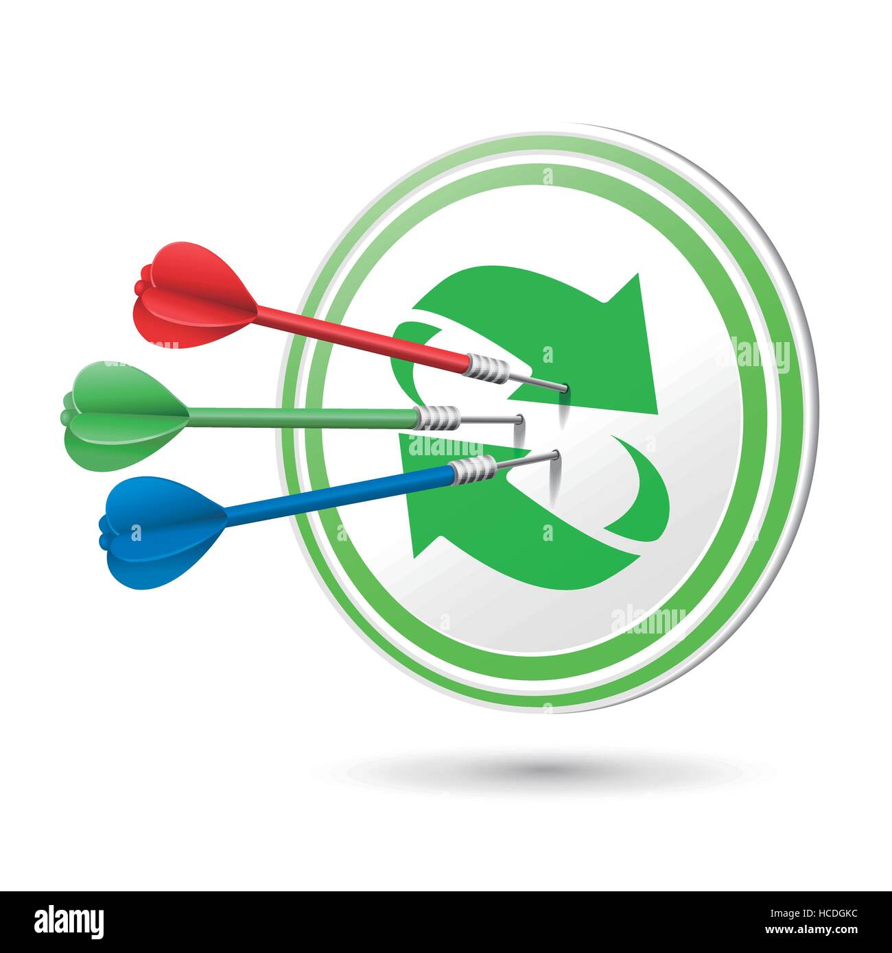 recycle concept target with darts hitting on it over white Stock Vector ...