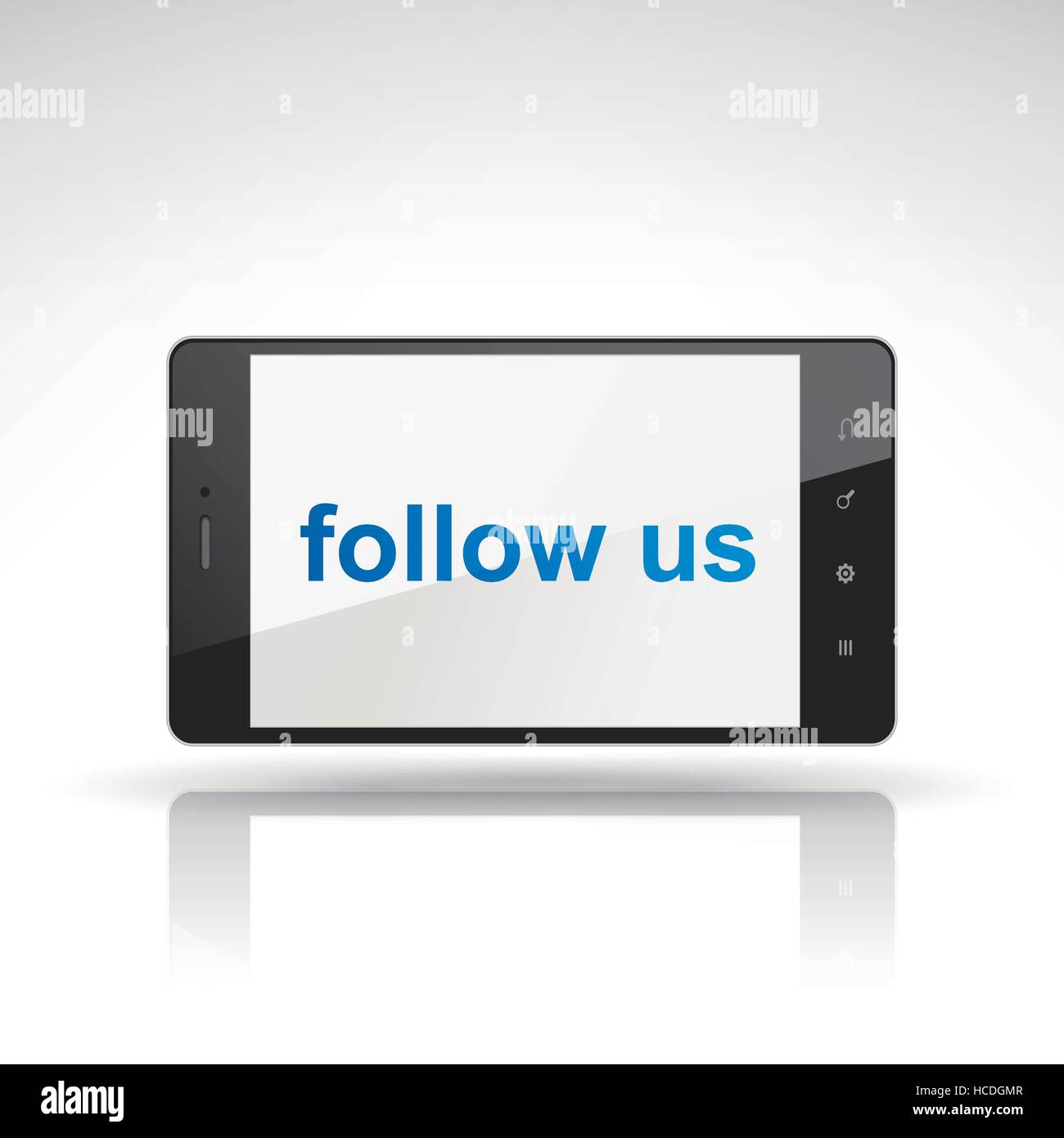 follow us words on mobile phone isolated on white Stock Vector Image ...