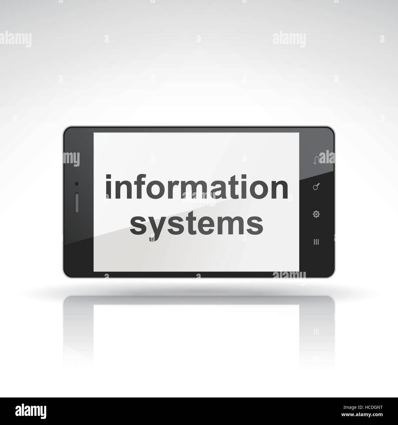 information systems words on mobile phone isolated on white Stock ...