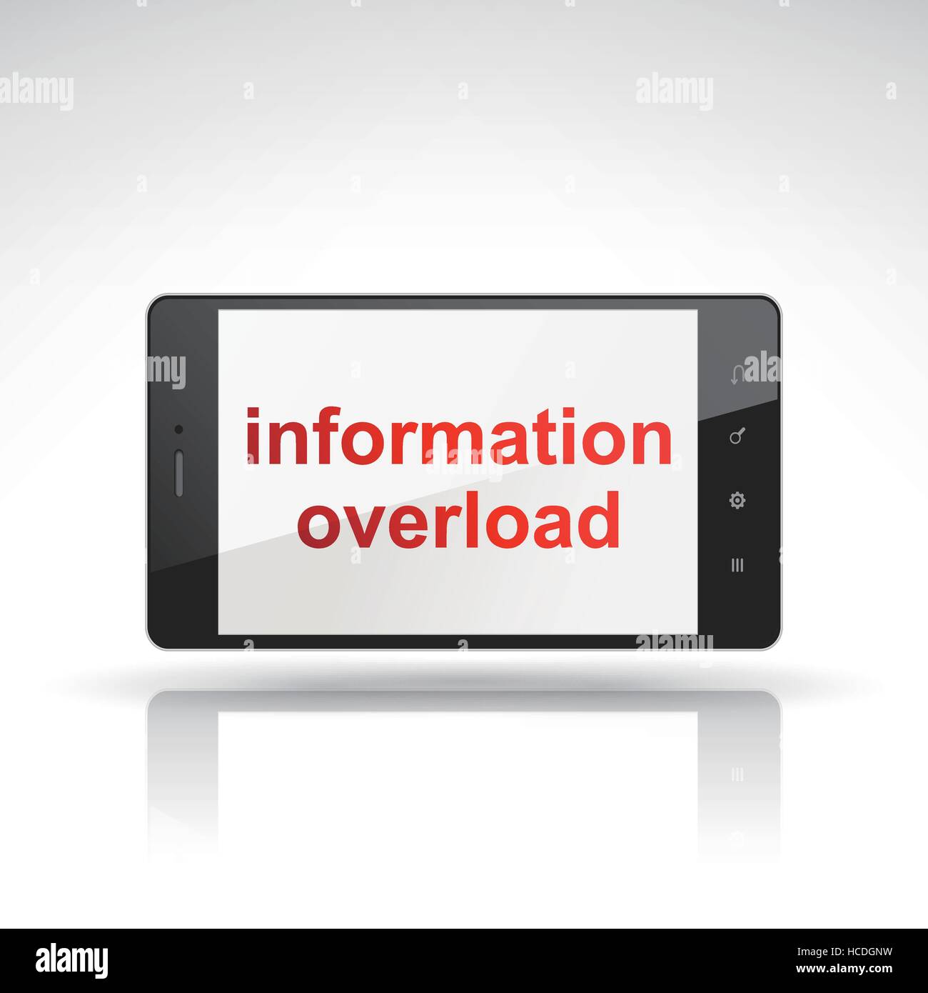 information overload words on mobile phone isolated on white Stock ...