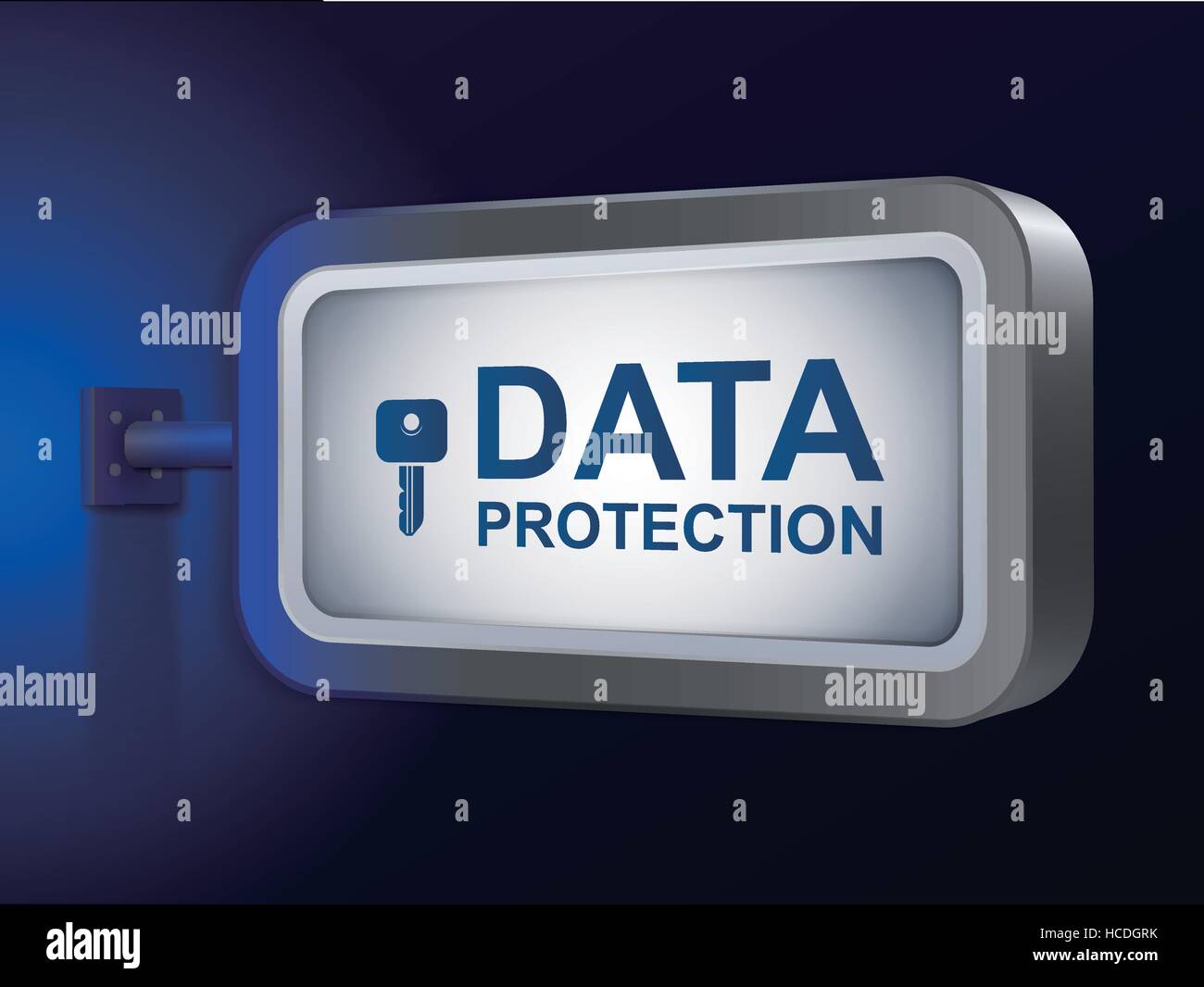 data protection words on billboard over blue background Stock Vector ...