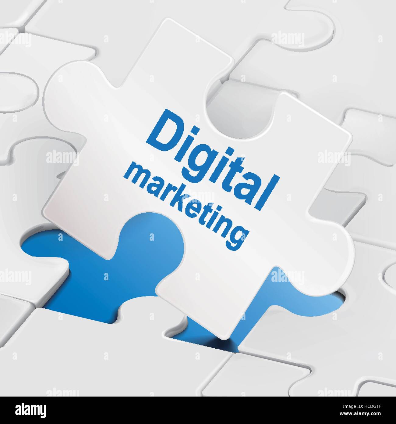digital marketing on white puzzle pieces background Stock Vector Image ...