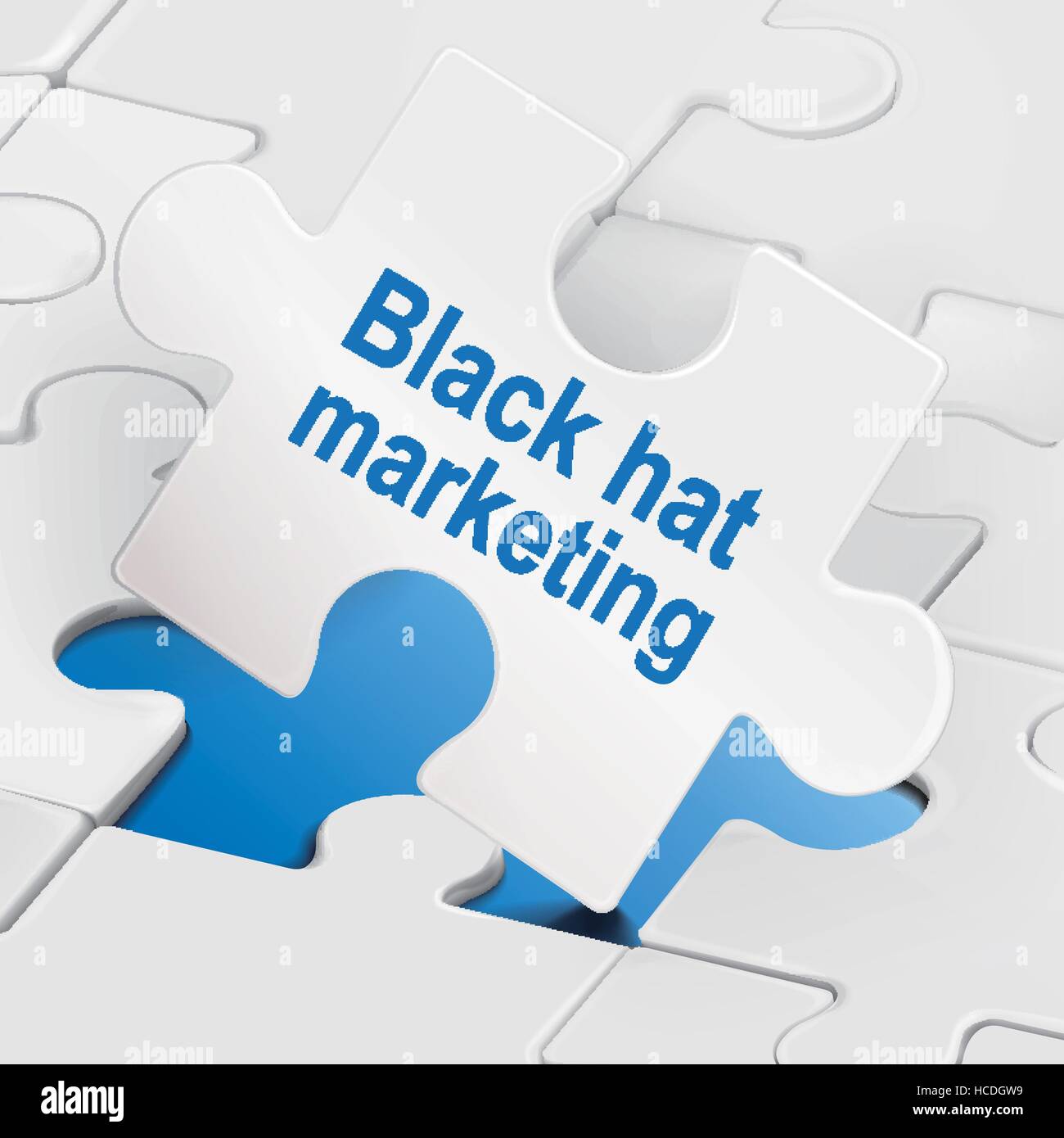 black hat marketing on white puzzle pieces background Stock Vector ...