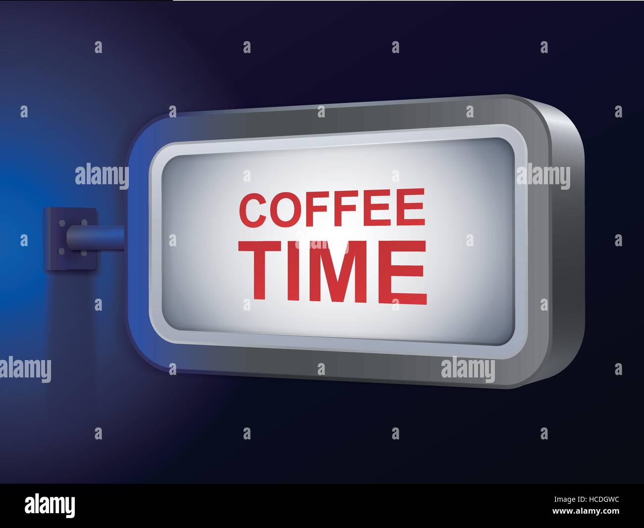 coffee time words on billboard over blue background Stock Vector Image ...
