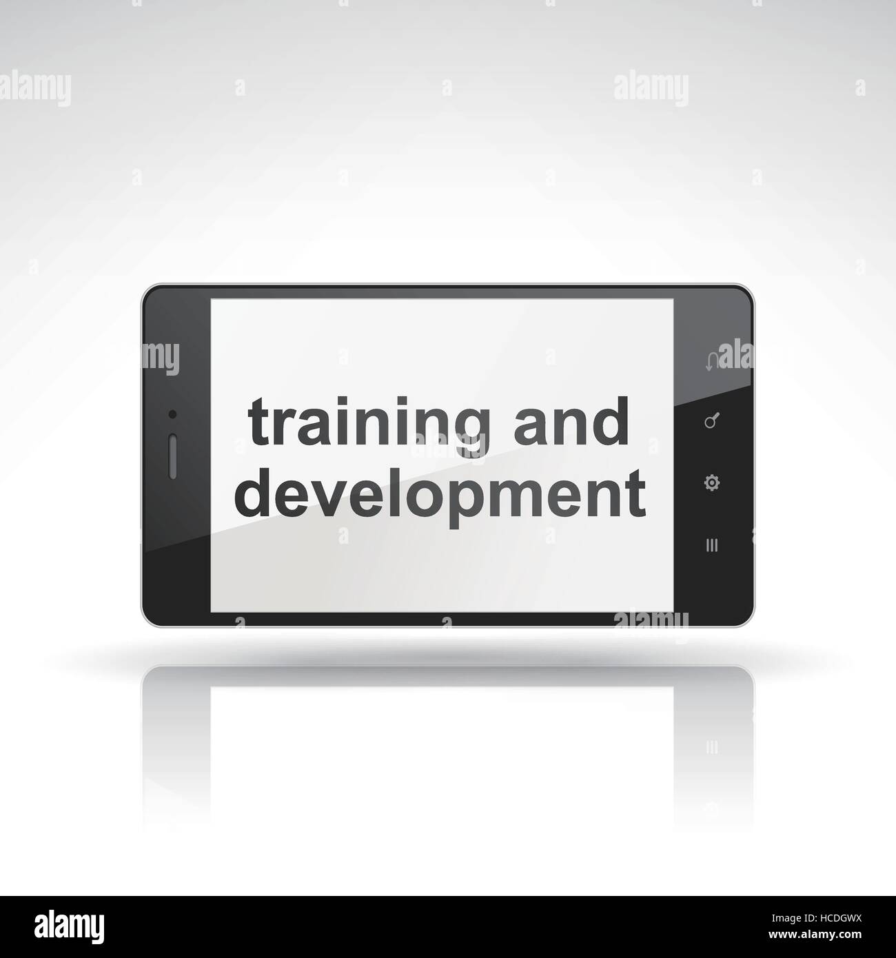 training and development words on mobile phone isolated on white Stock ...