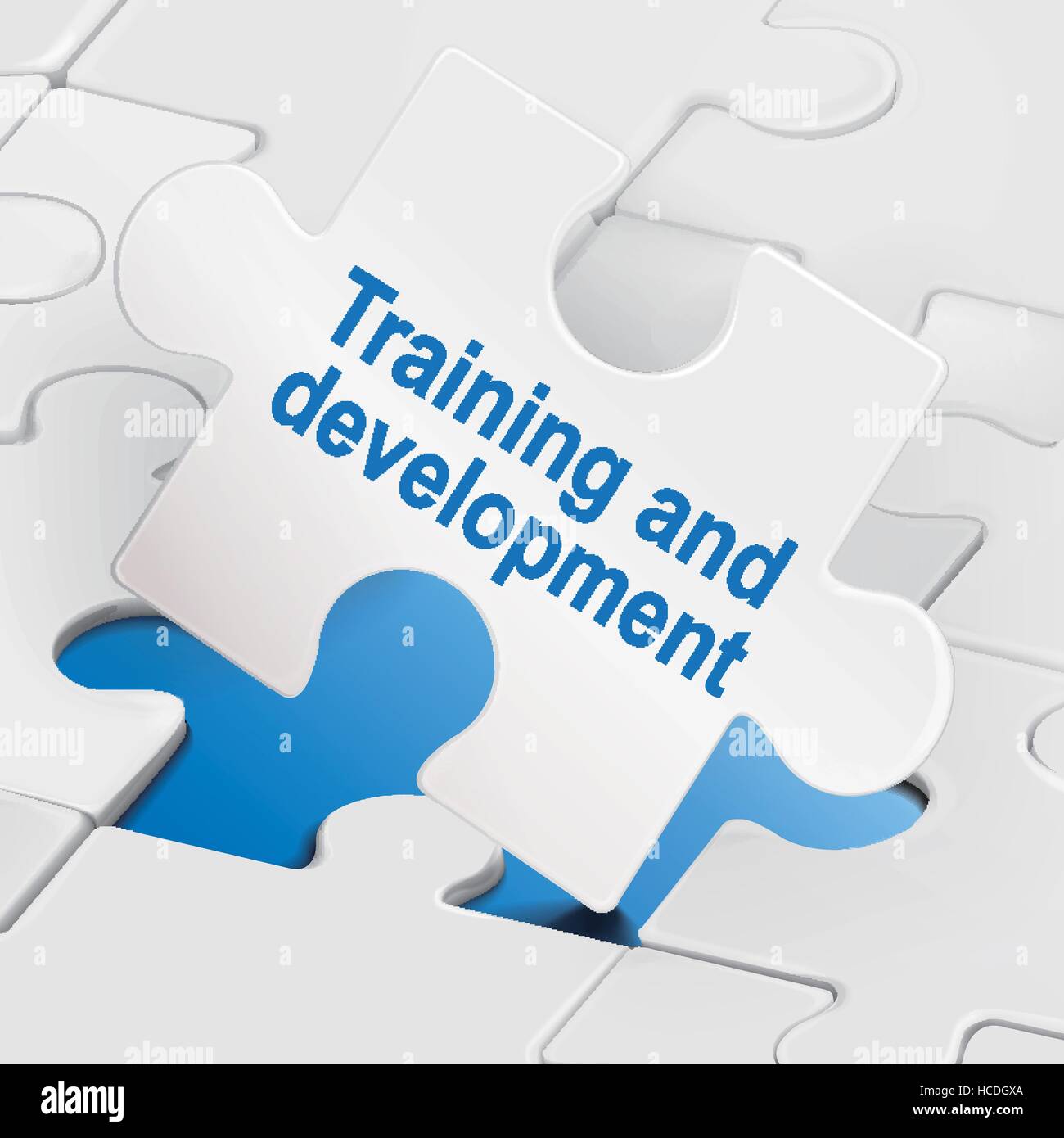 training and development on white puzzle pieces background Stock Vector ...