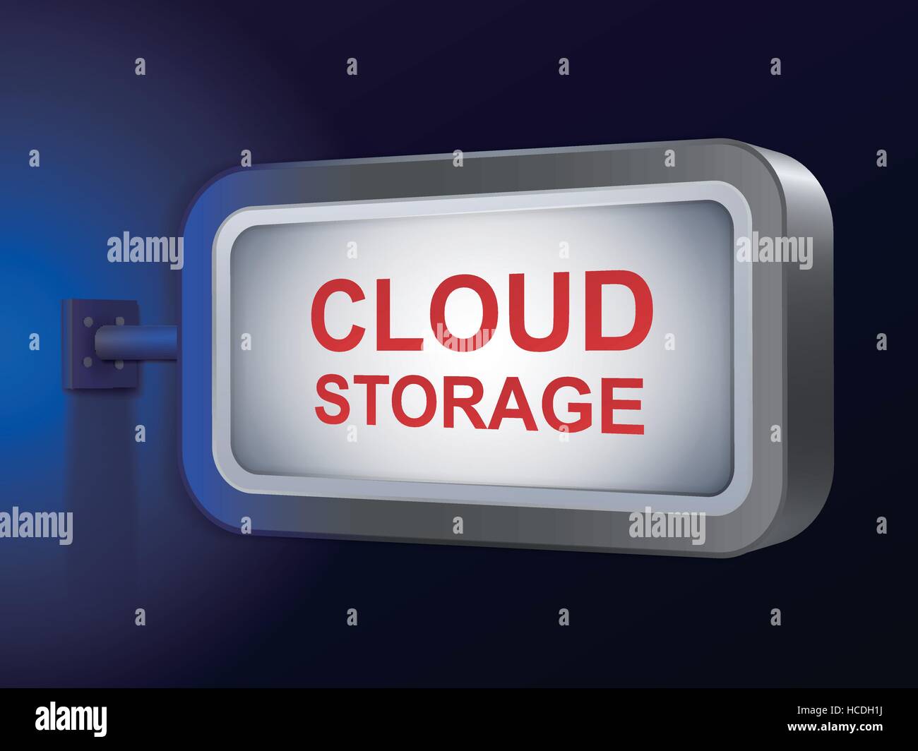 cloud storage words on billboard over blue background Stock Vector ...