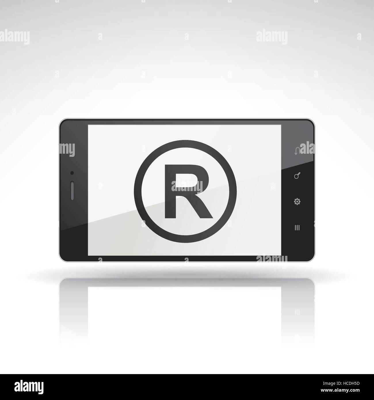 the registered trademark symbol on mobile phone isolated on white Stock ...