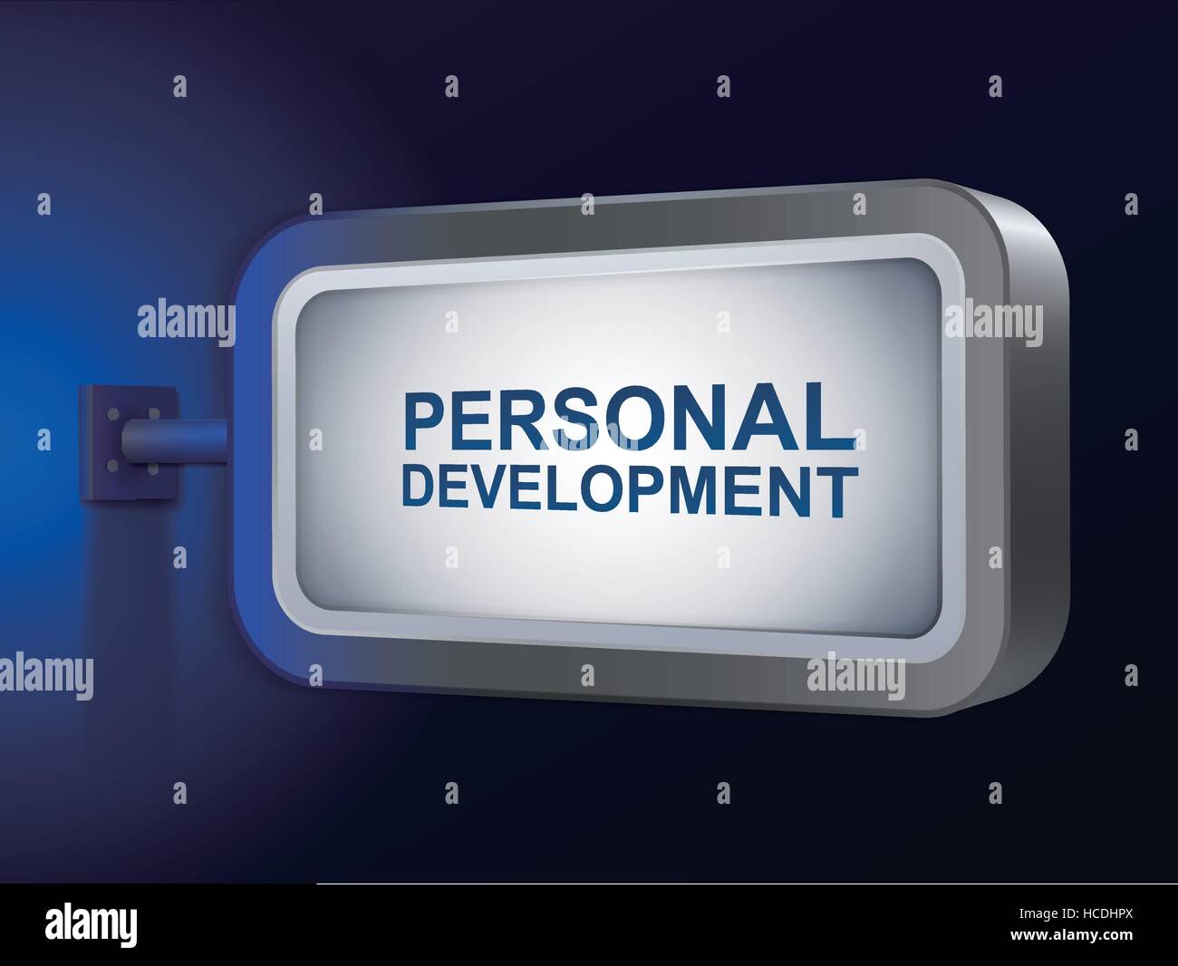 personal development words on billboard over blue background Stock ...