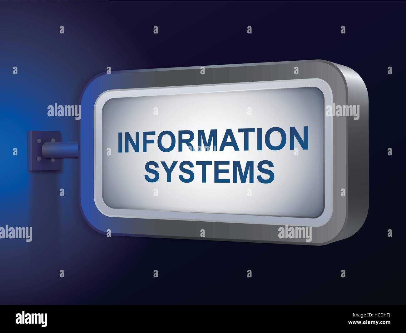 information systems words on billboard over blue background Stock ...