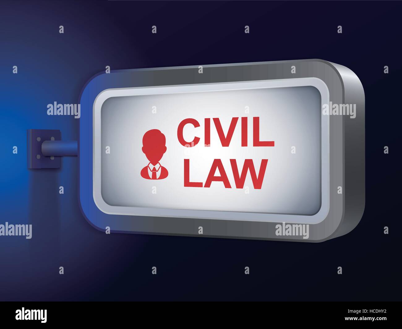 civil law words on billboard over blue background Stock Vector Image ...