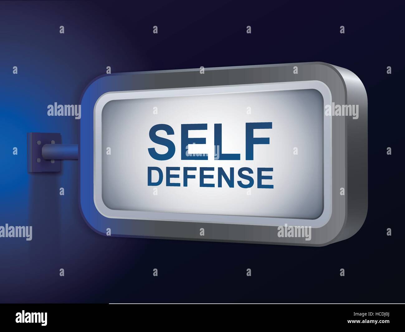 self defense words on billboard over blue background Stock Vector Image ...