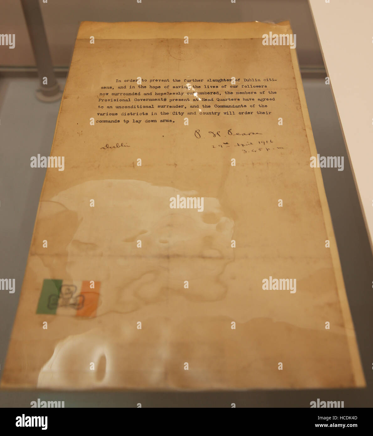 A typed and signed document of Patrick Pearse's final order of ...