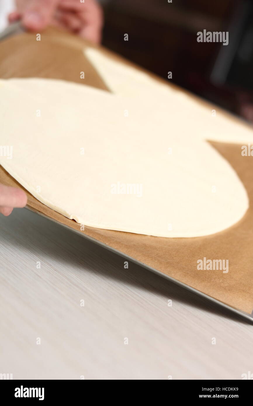 Puff Pastry Fish Shape . Making Salmon in Puff Pastry Series Stock ...