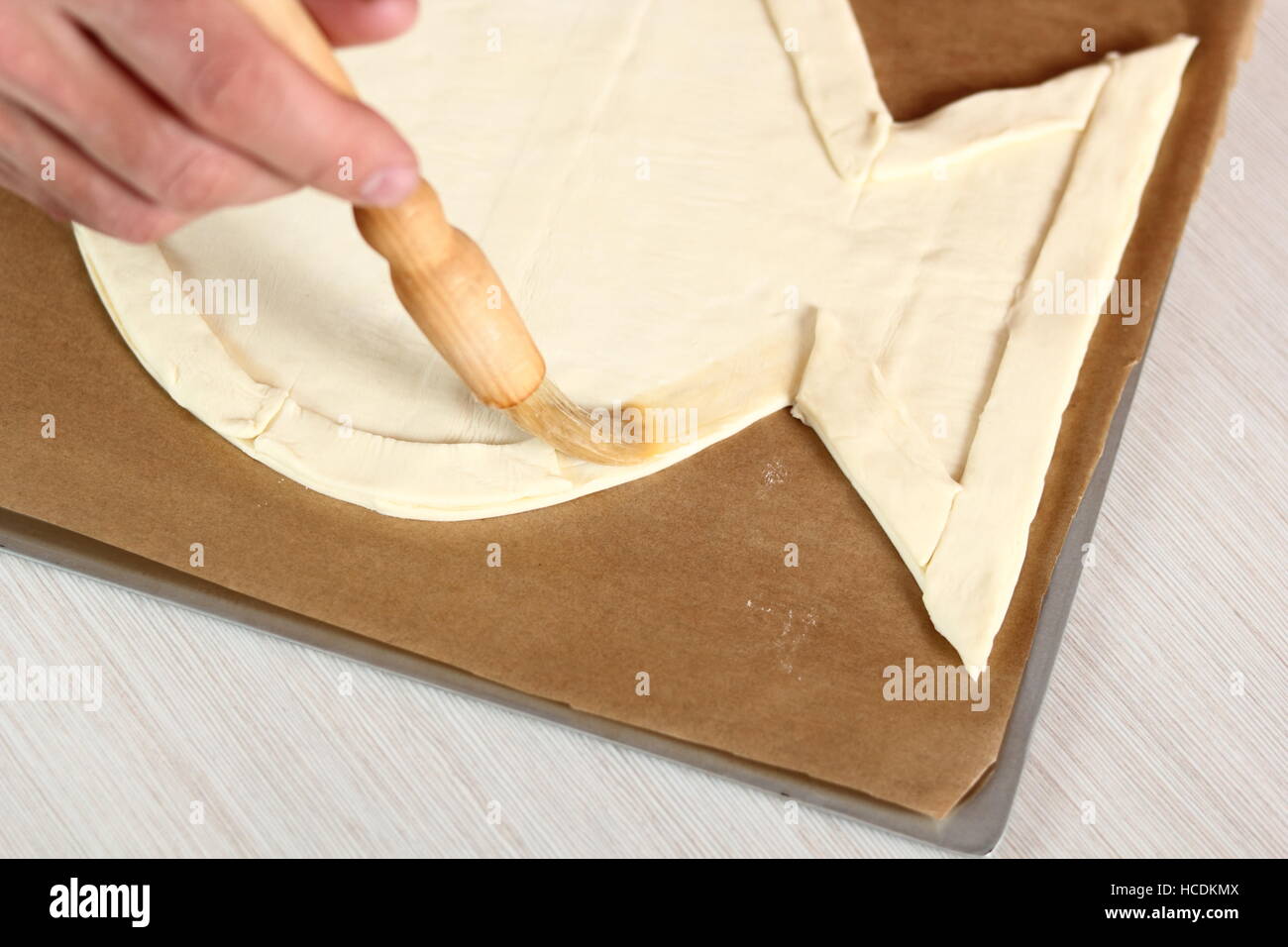 Brush with Egg Glaze Rim Puff Pastry Base. Making Salmon in Puff Pastry ...