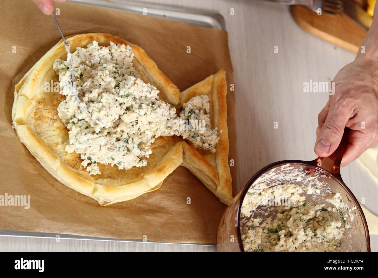 Place filling on prepared pastry. Making Salmon in Puff Pastry Series ...