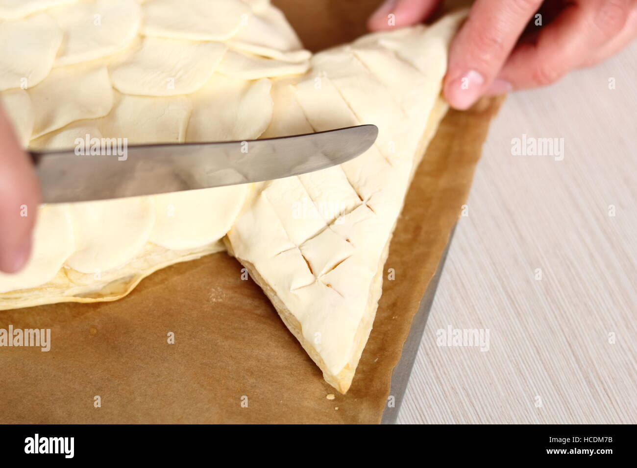 Score criss-cross pattern on tail. Making Salmon in Puff Pastry Series ...