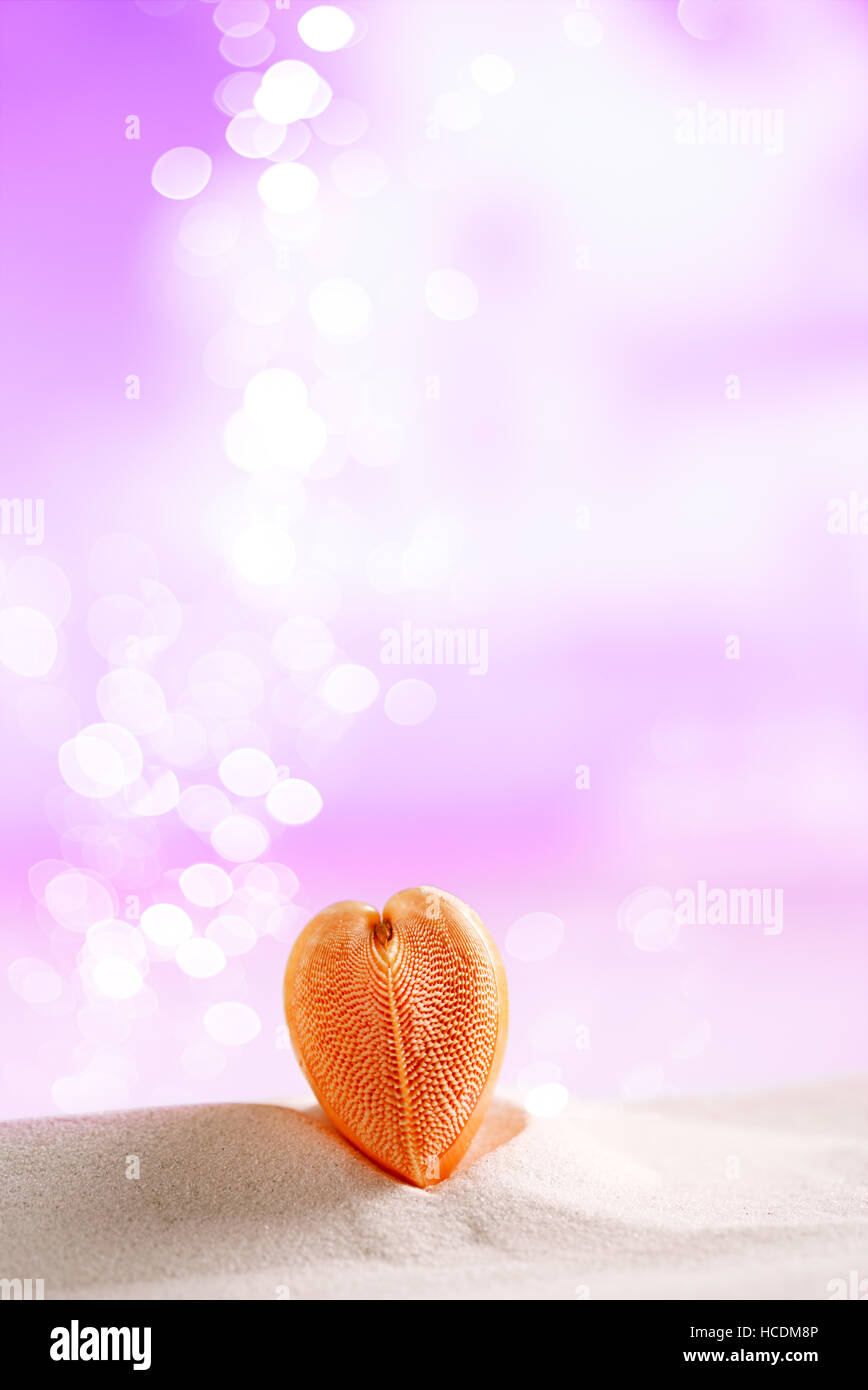 red heart sea shell with festive glitter background Stock Photo - Alamy