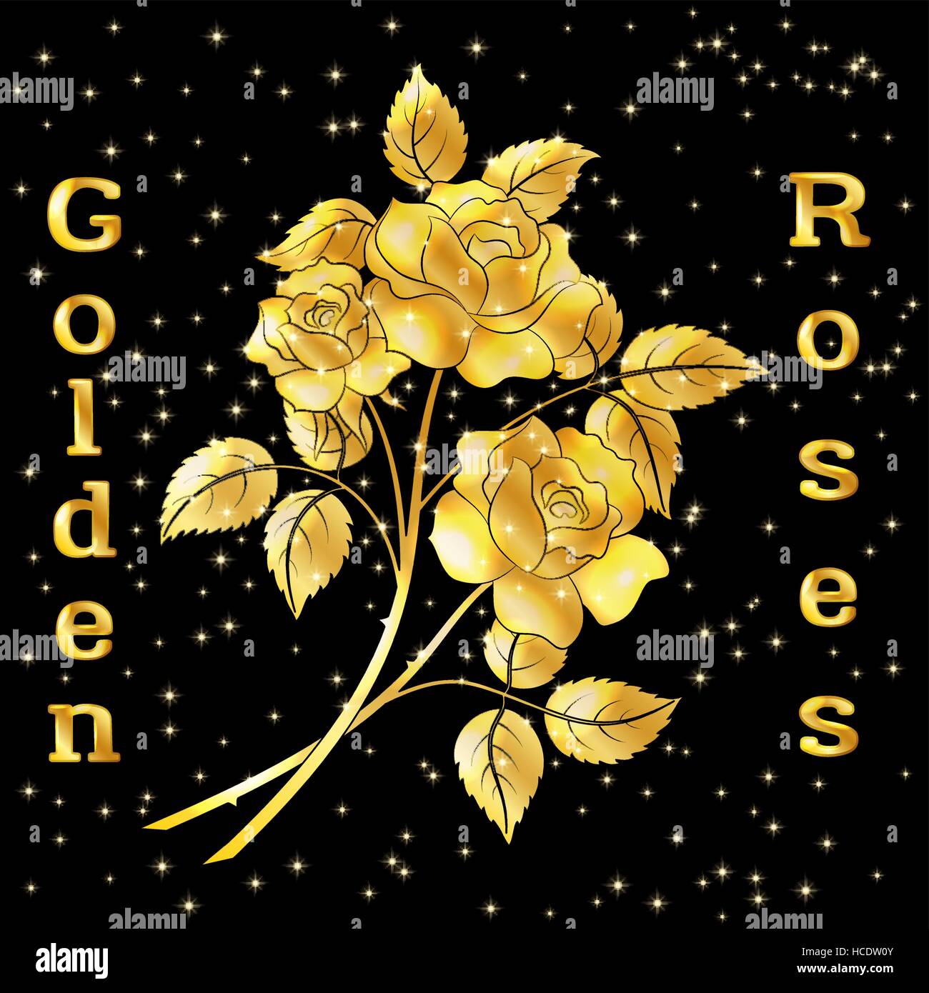 Flowers Bouquet, Golden Roses Stock Vector Image & Art - Alamy