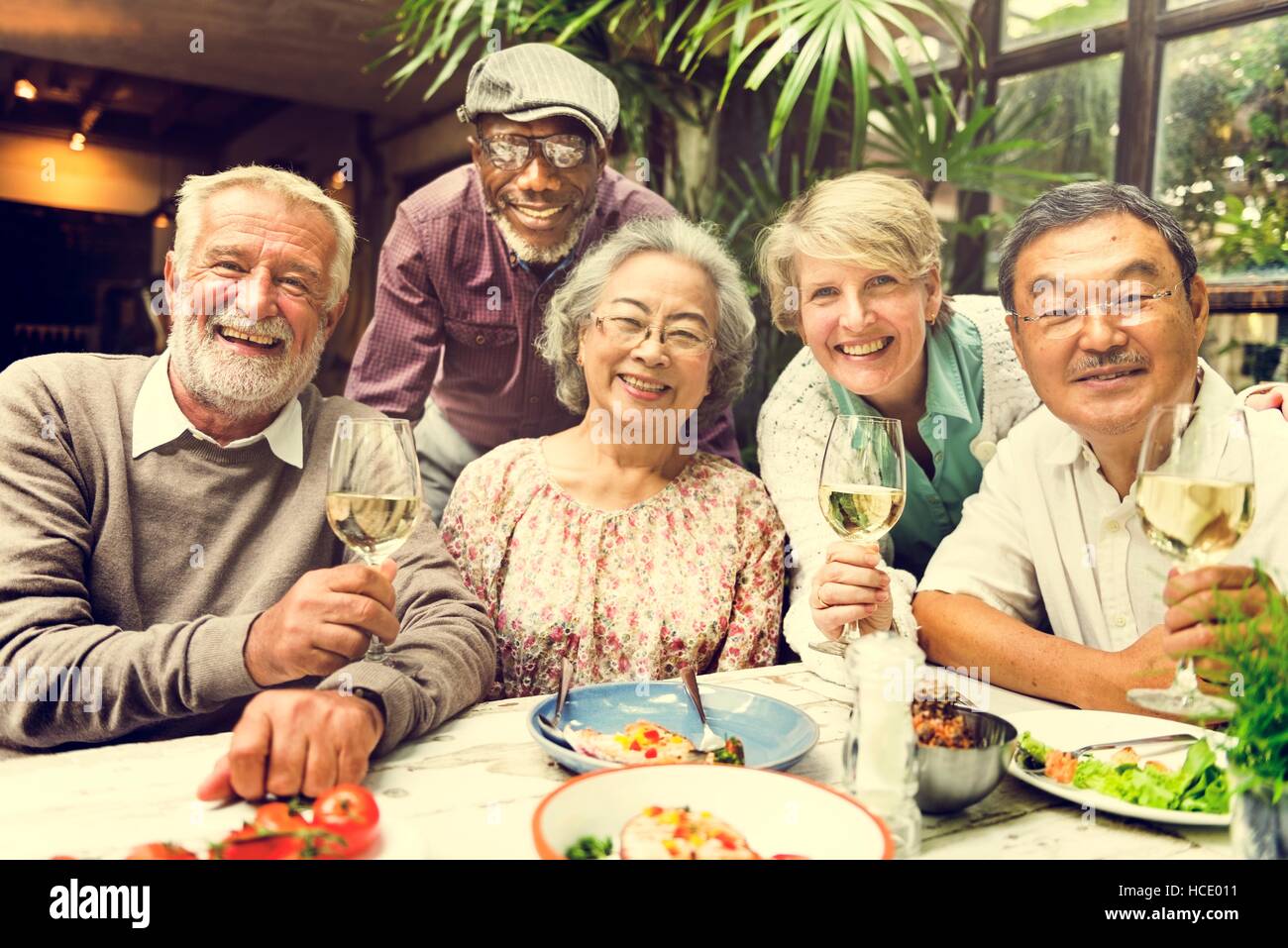 Senior Group Relax Lifestyle Dinning Concept Stock Photo - Alamy