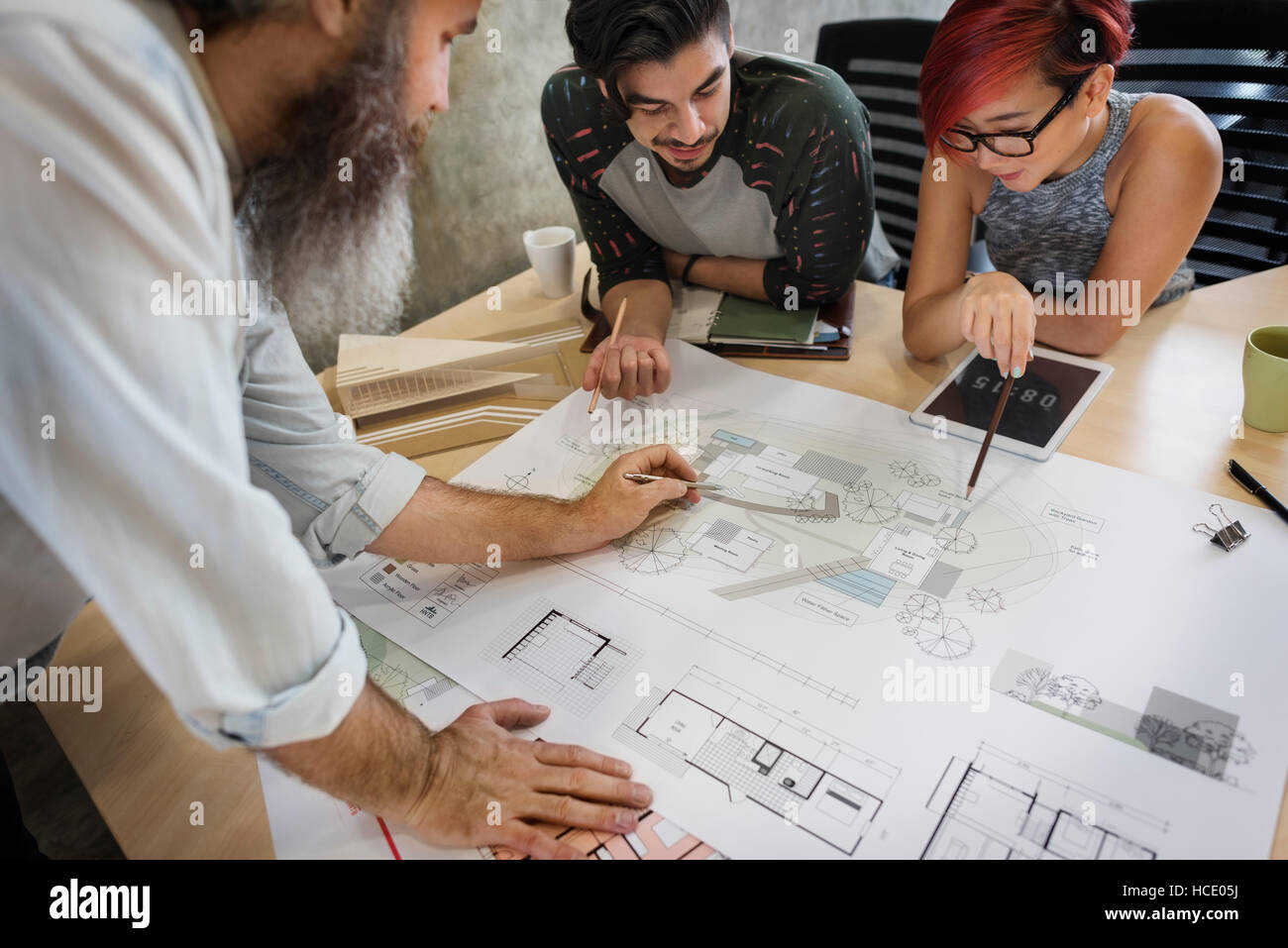 Design Studio Architect Creative Occupation Meeting Blueprint Concept ...