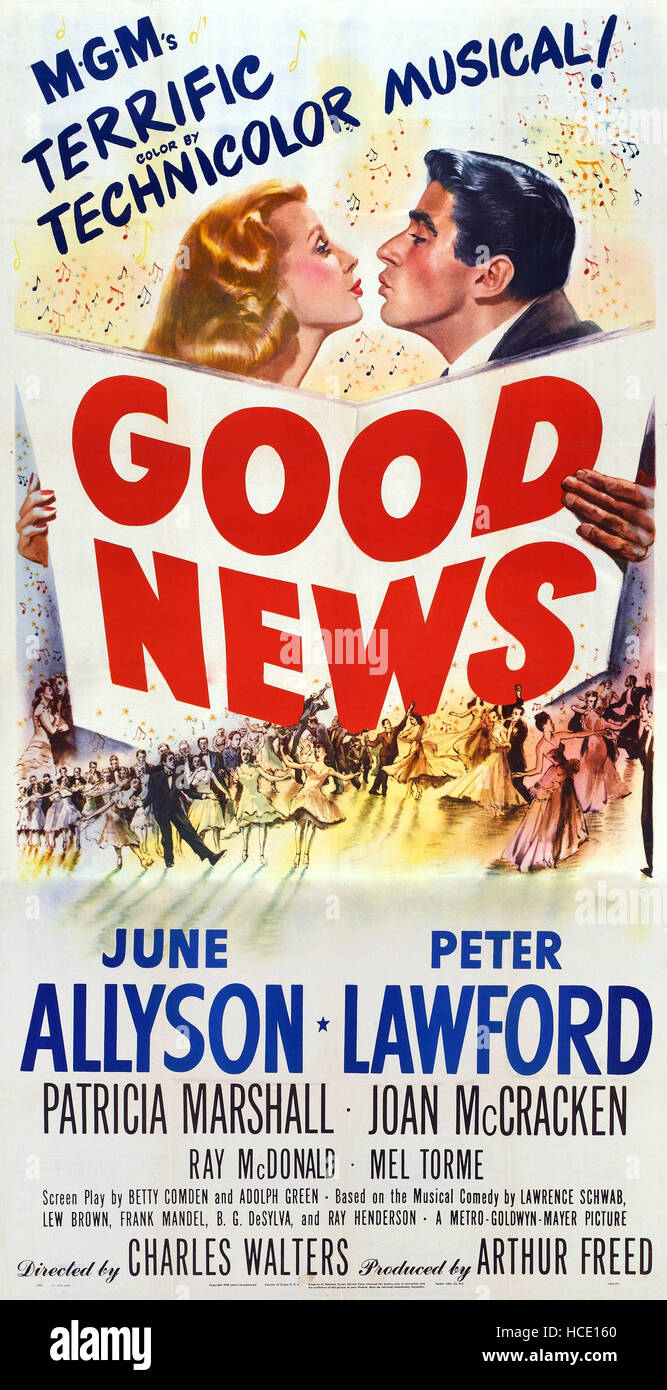 GOOD NEWS, US poster, from left: June Allyson, Peter Lawford, 1947 ...