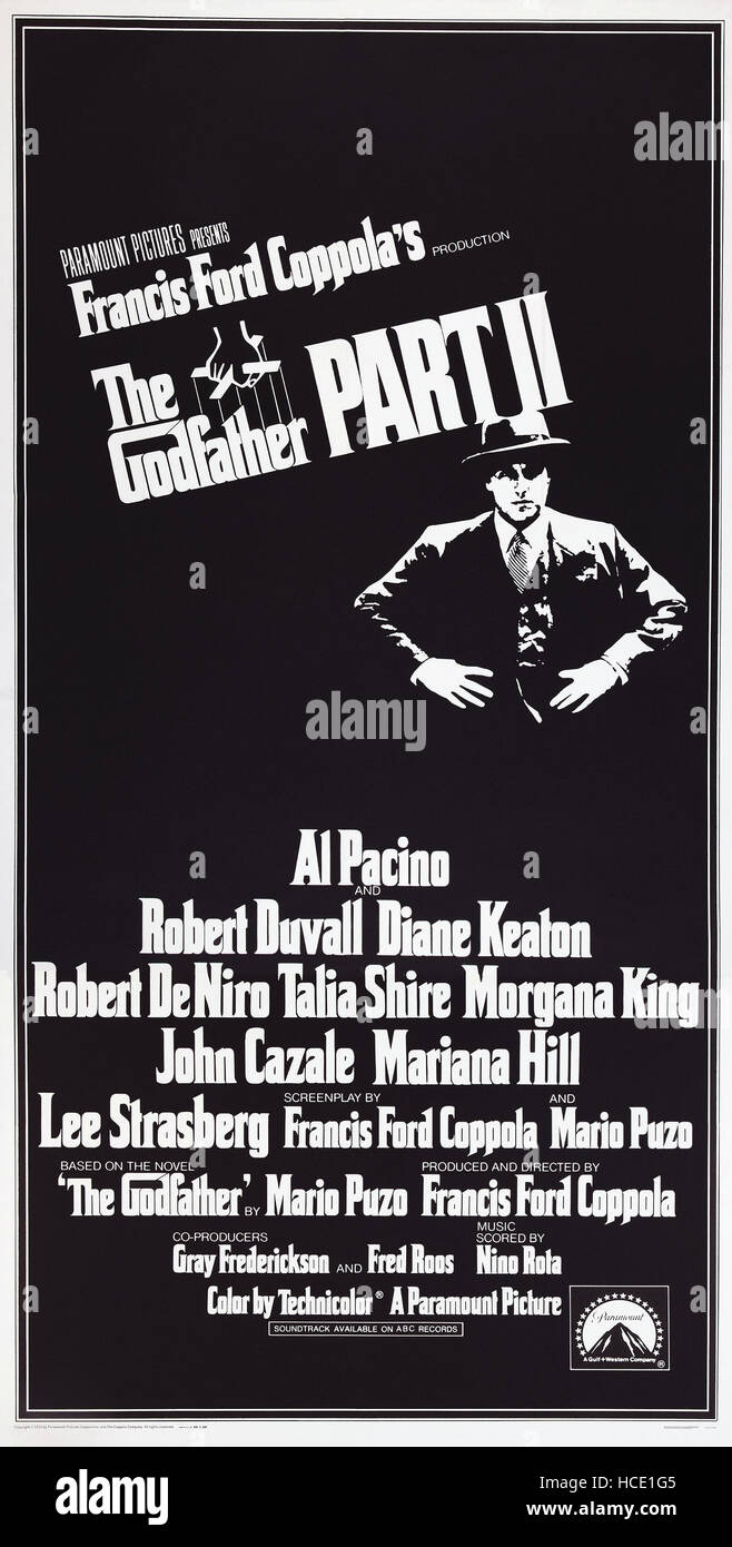 THE GODFATHER: PART II, US poster art, Al Pacino, 1974 Stock Photo - Alamy