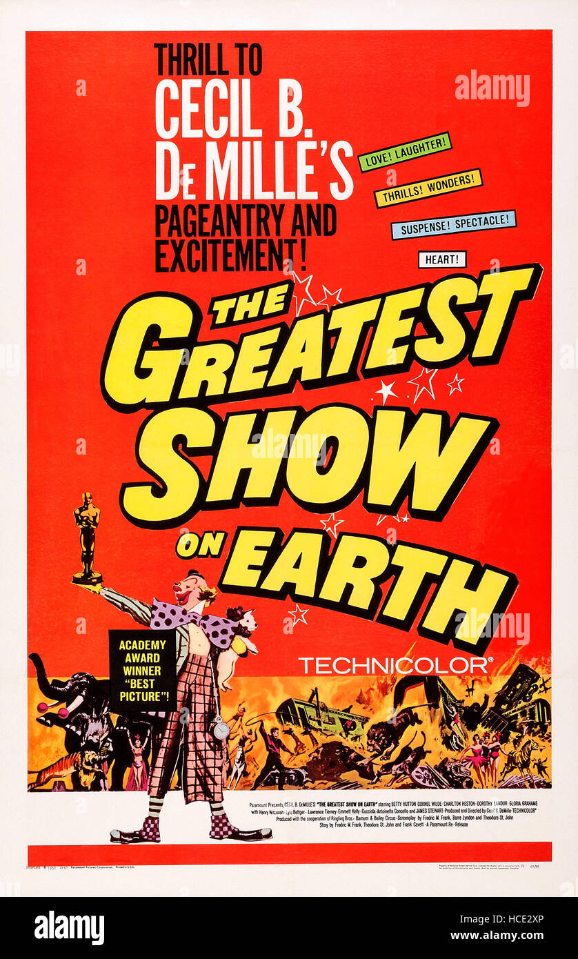 THE GREATEST SHOW ON EARTH, US poster art, 1952 Stock Photo - Alamy