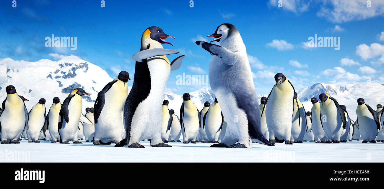 HAPPY FEET, Gloria (Brittany Murphy), Mumble (voice: Elijah Wood), 2006 ...