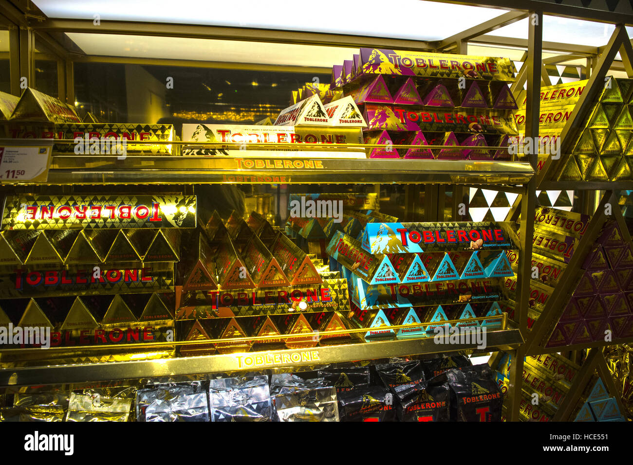 Toblerone chocolate shop window Stock Photo - Alamy