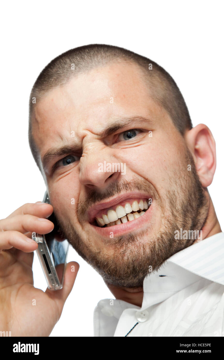 angry businessman talking by telephone Stock Photo - Alamy