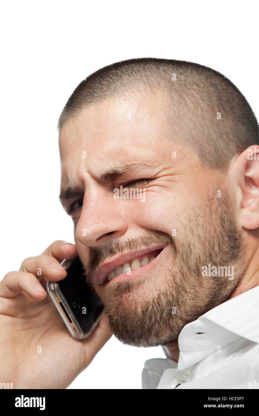 Man talking on satellite phone hi-res stock photography and images - Alamy