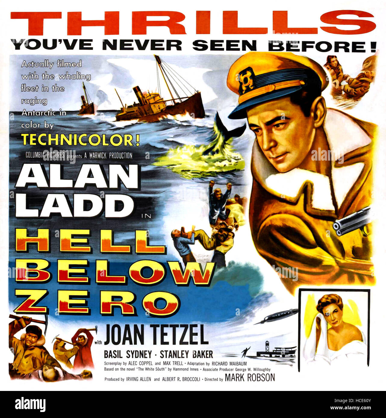 HELL BELOW ZERO, Alan Ladd (right, center), Joan Tetzel (right, bottom), 1954 Stock Photo - Alamy