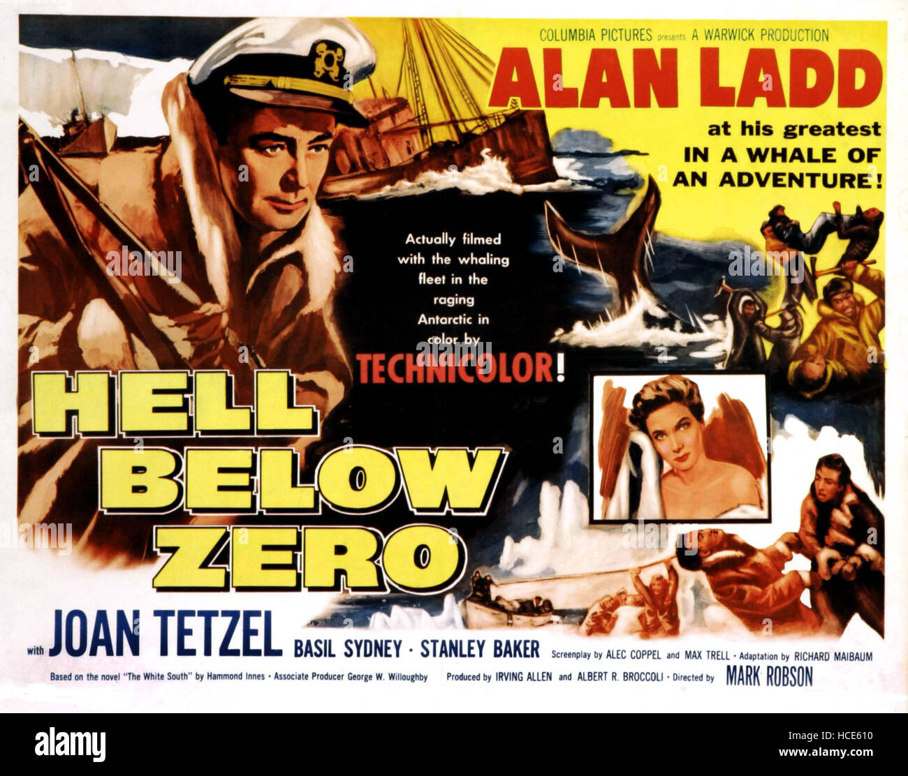 HELL BELOW ZERO, Alan Ladd (left), Joan Tetzel (right, center), 1954 Stock Photo - Alamy