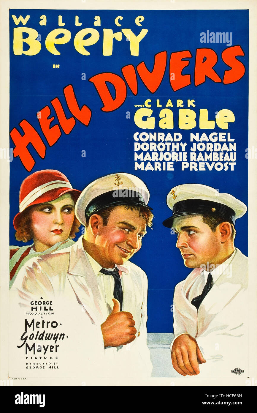 HELL DIVERS, from left: Dorothy Jordan, Wallace Beery, Clark Gable ...