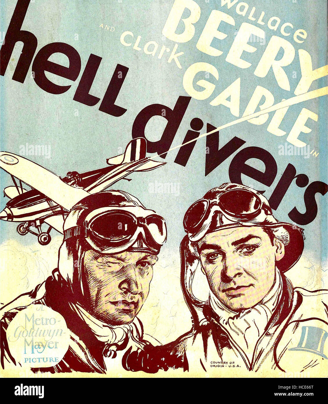 HELL DIVERS, from left: Wallace Beery, Clark Gable on window card, 1932 Stock Photo - Alamy