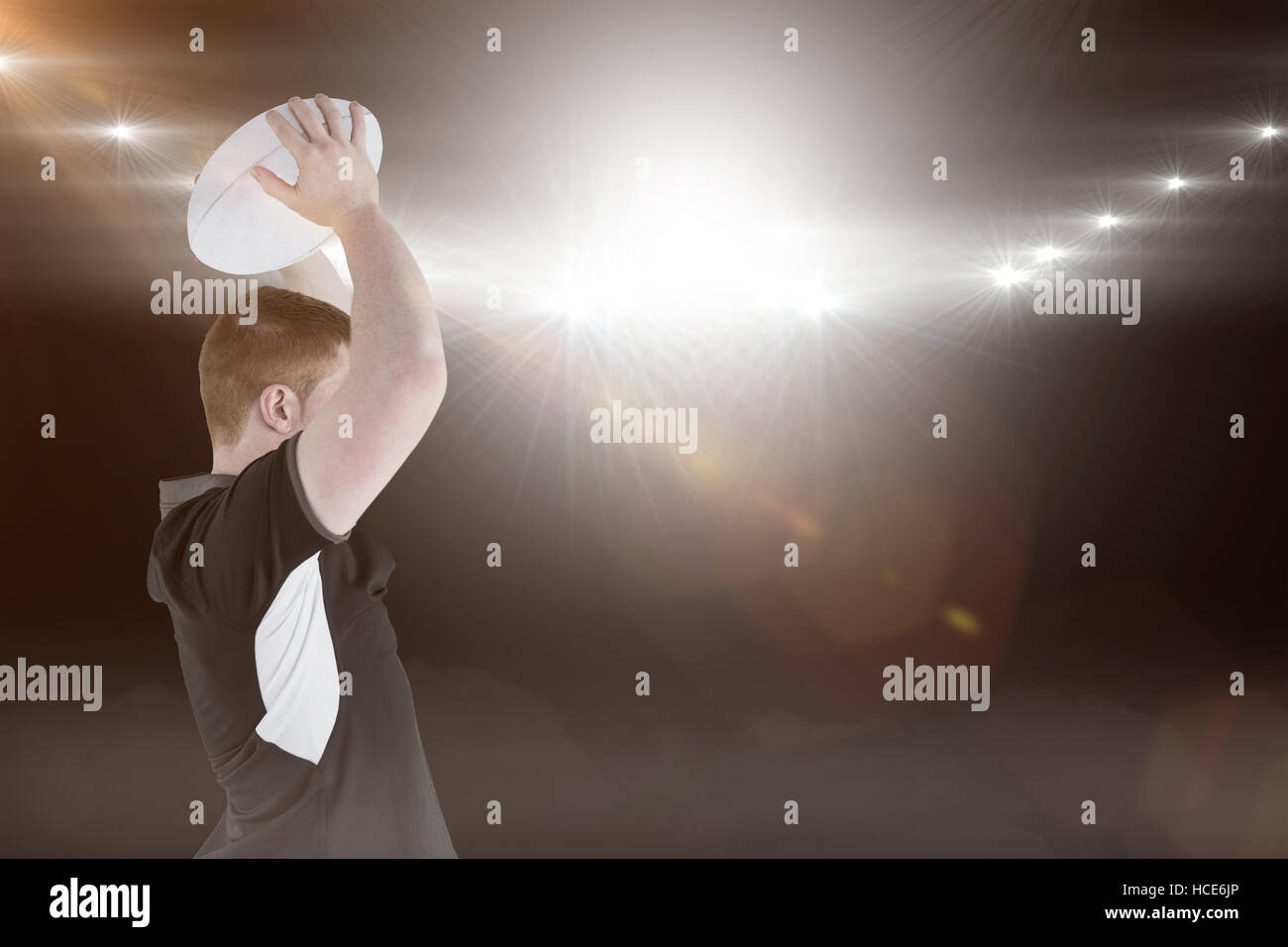 Composite image of rugby player about to throw a rugby ball 3D Stock ...