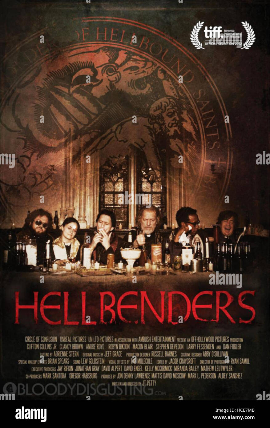 HELLBENDERS, US poster art, from left: Dan Fogler, Robyn Rikoon, Clifton Collins Jr., Clancy ...