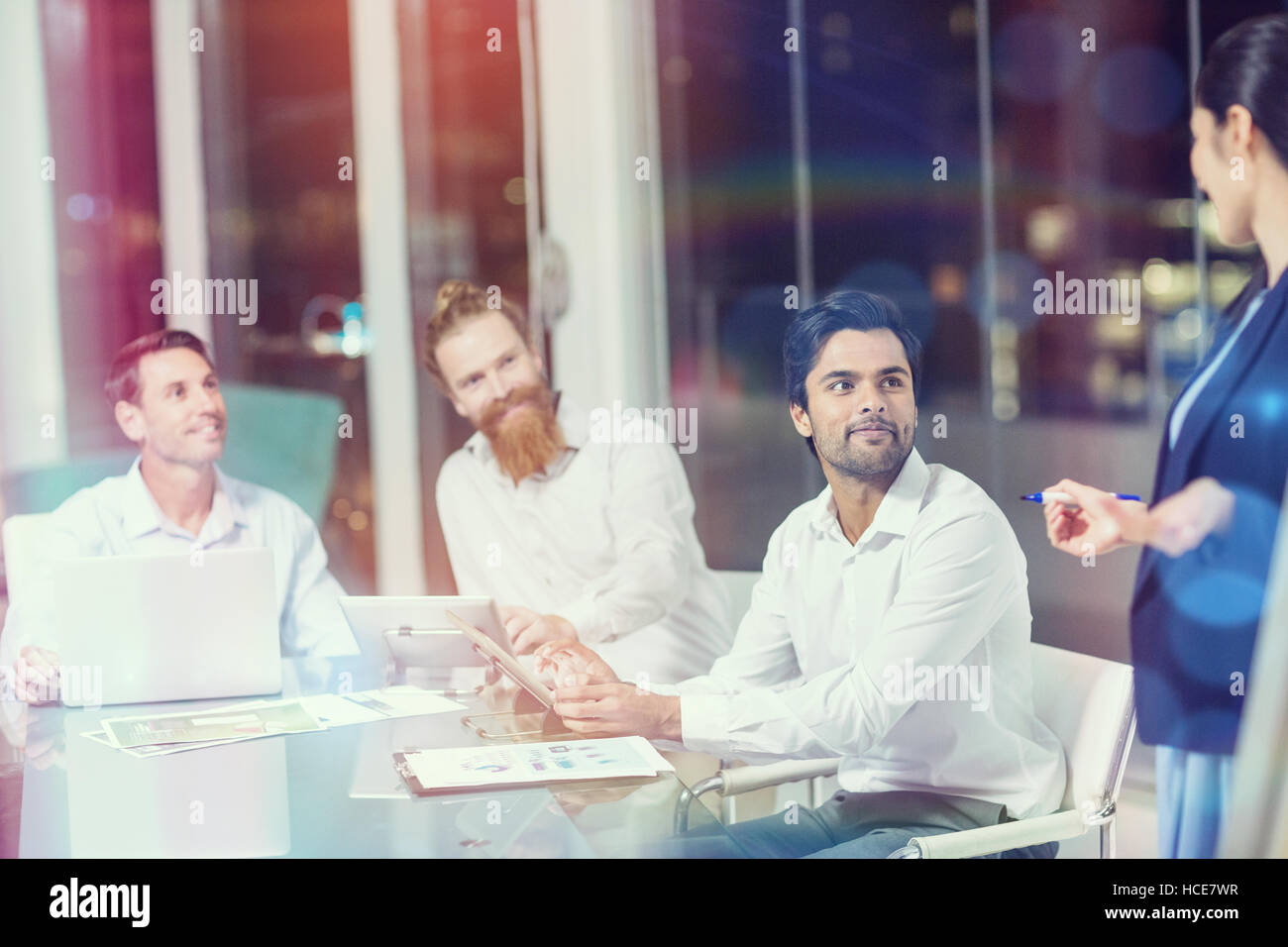 Businesswoman interacting with colleagues Stock Photo - Alamy Businesswoman interacting with colleagues Stock Photo - Alamy