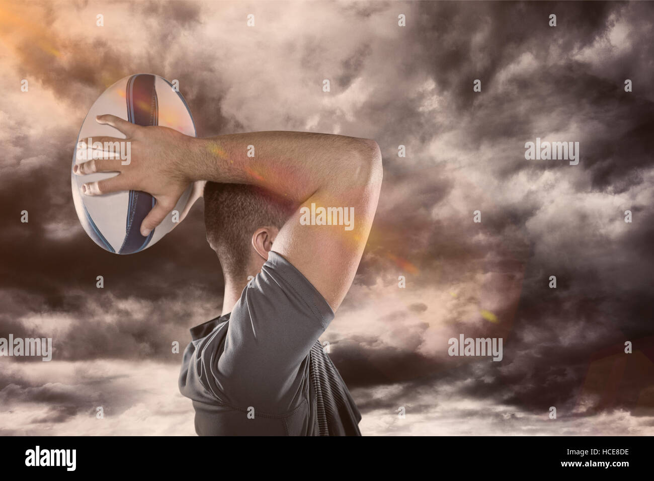 Composite image of rugby player throwing ball 3D Stock Photo - Alamy