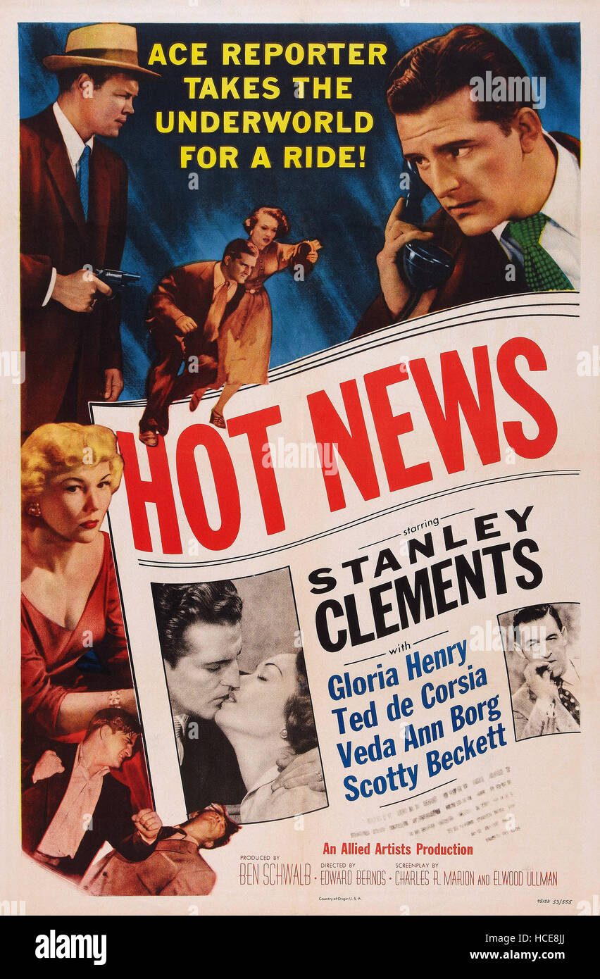 HOT NEWS, US poster art, top right: Stanley Clements; bottom left: Veda Ann Borg; bottom right ...