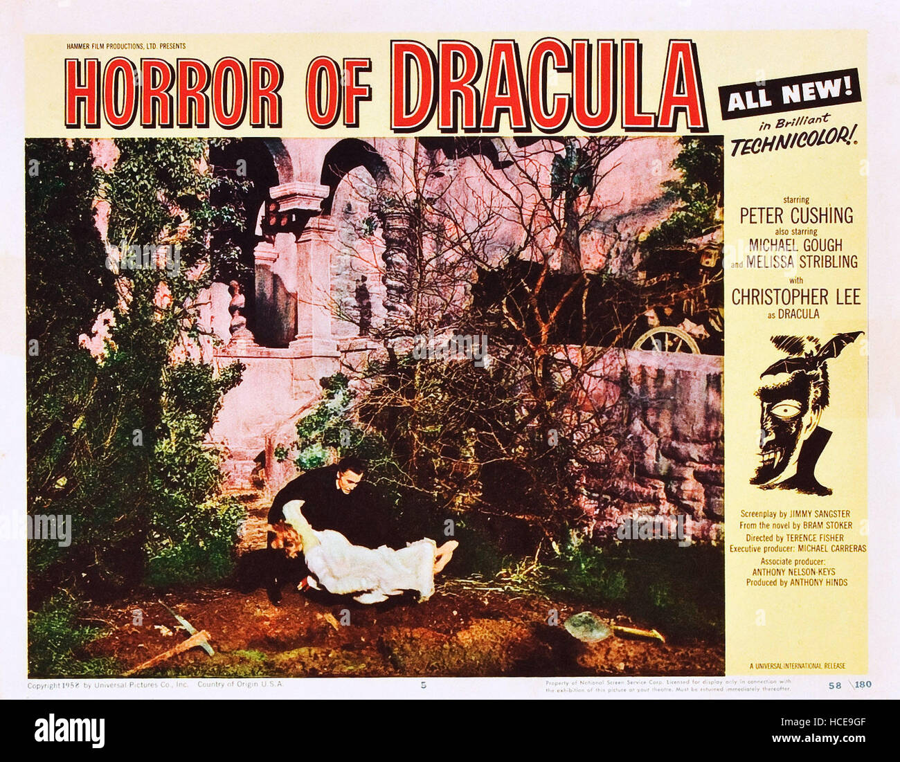 HORROR OF DRACULA, Christopher Lee on lobbycard, 1958 Stock Photo - Alamy